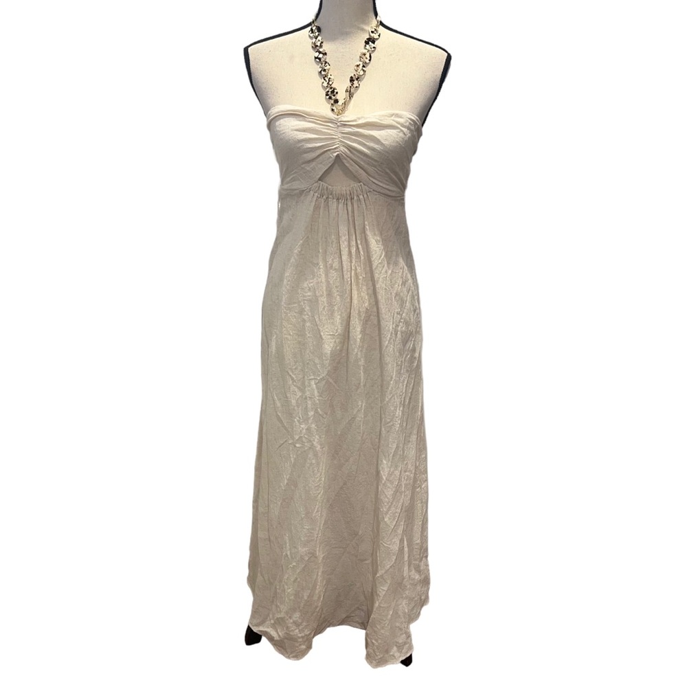 Zara Cream Linen Halter Maxi Dress - Gem